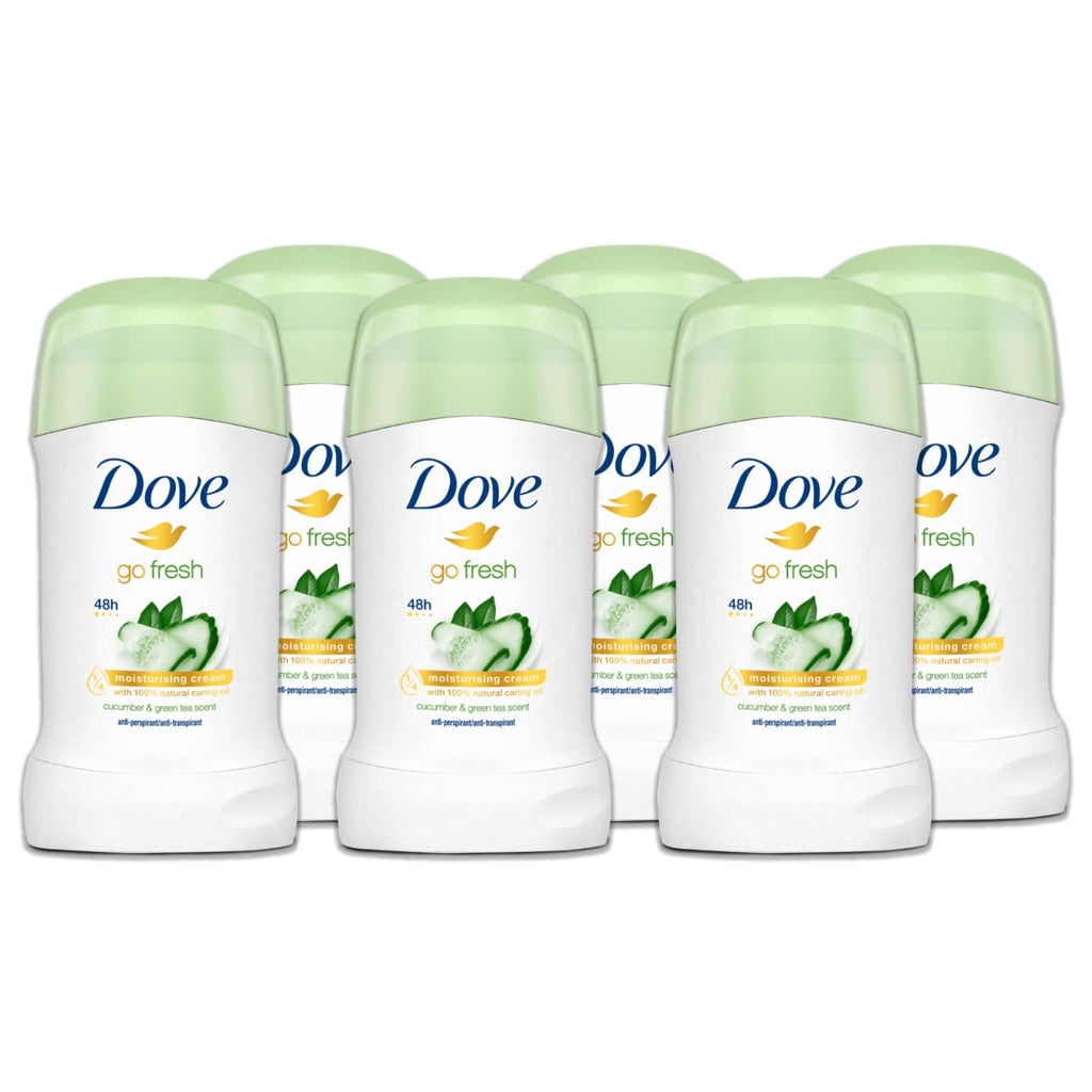 6 X Dove Anti-Transpirant Bâton Déodorant 40ml Go Fresh Concombre & Th ...