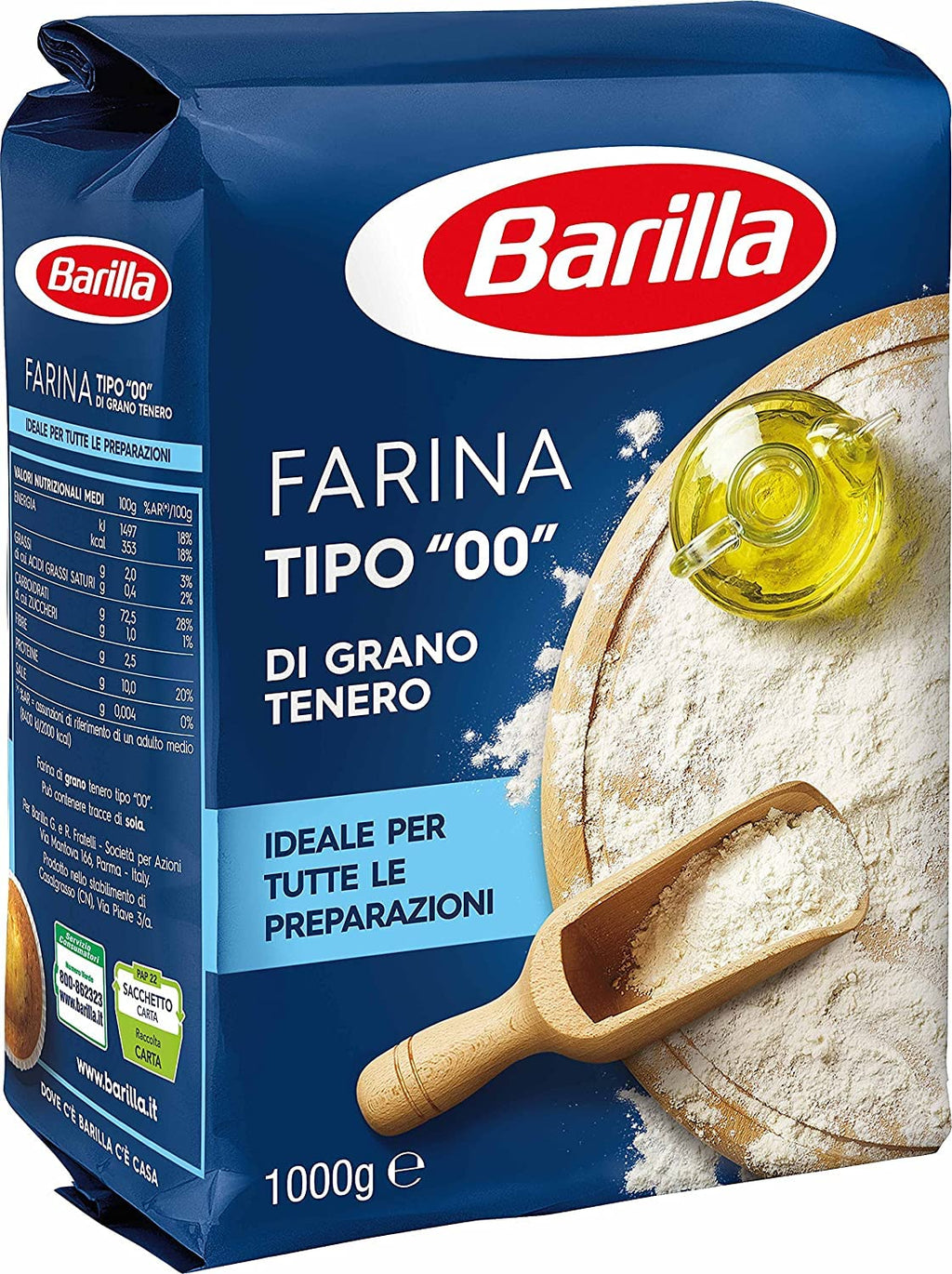 Barilla Farina Tipo 00 Grano Tenero Farine De Blé Tendre 1 Kg – Italian ...